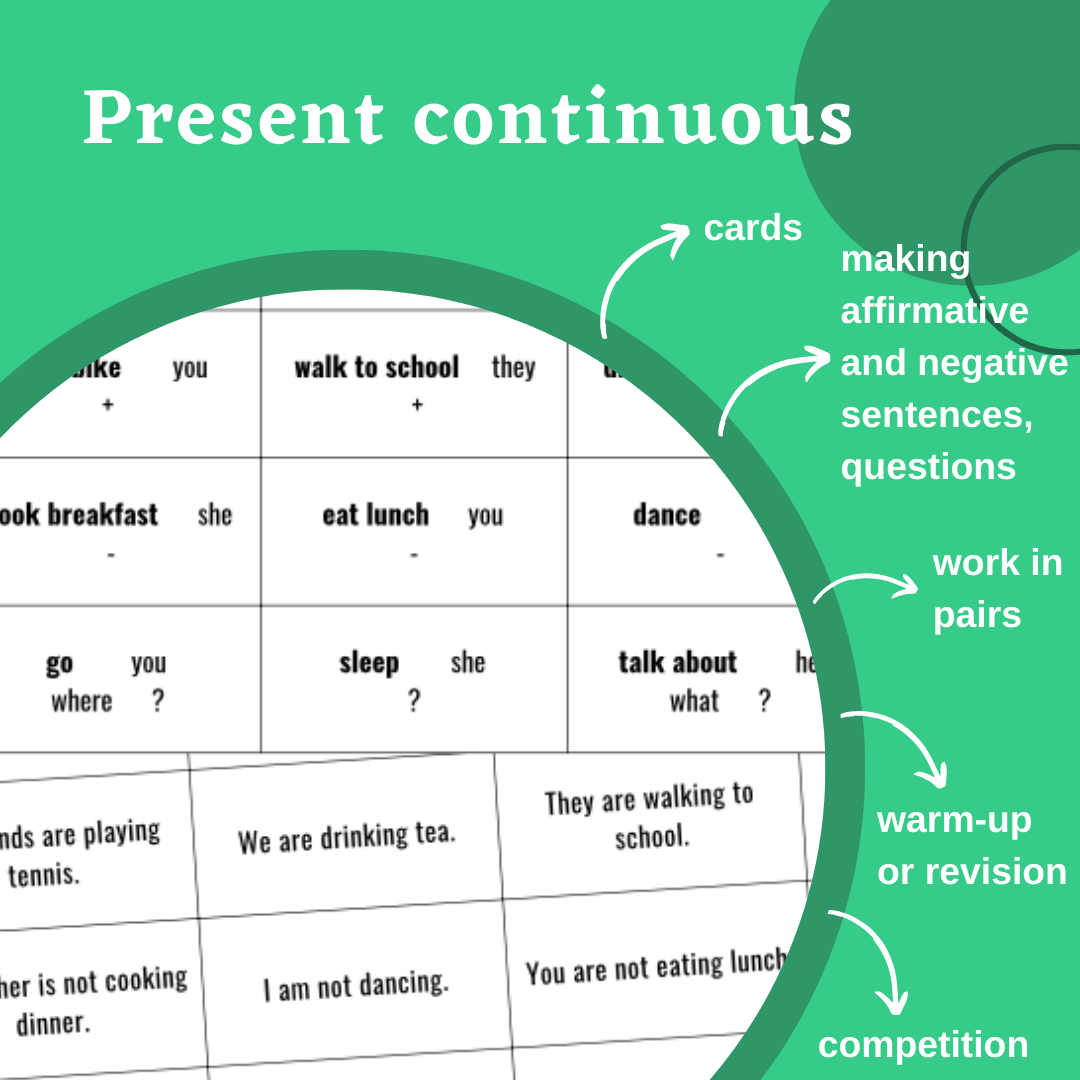 Present continuous - cards (making sentences) - Anglický jazyk | UčiteléUčitelům.cz